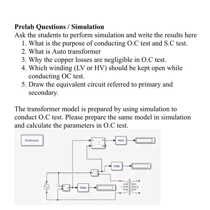Solved Prelab Questions / Simulation Ask the students to | Chegg.com