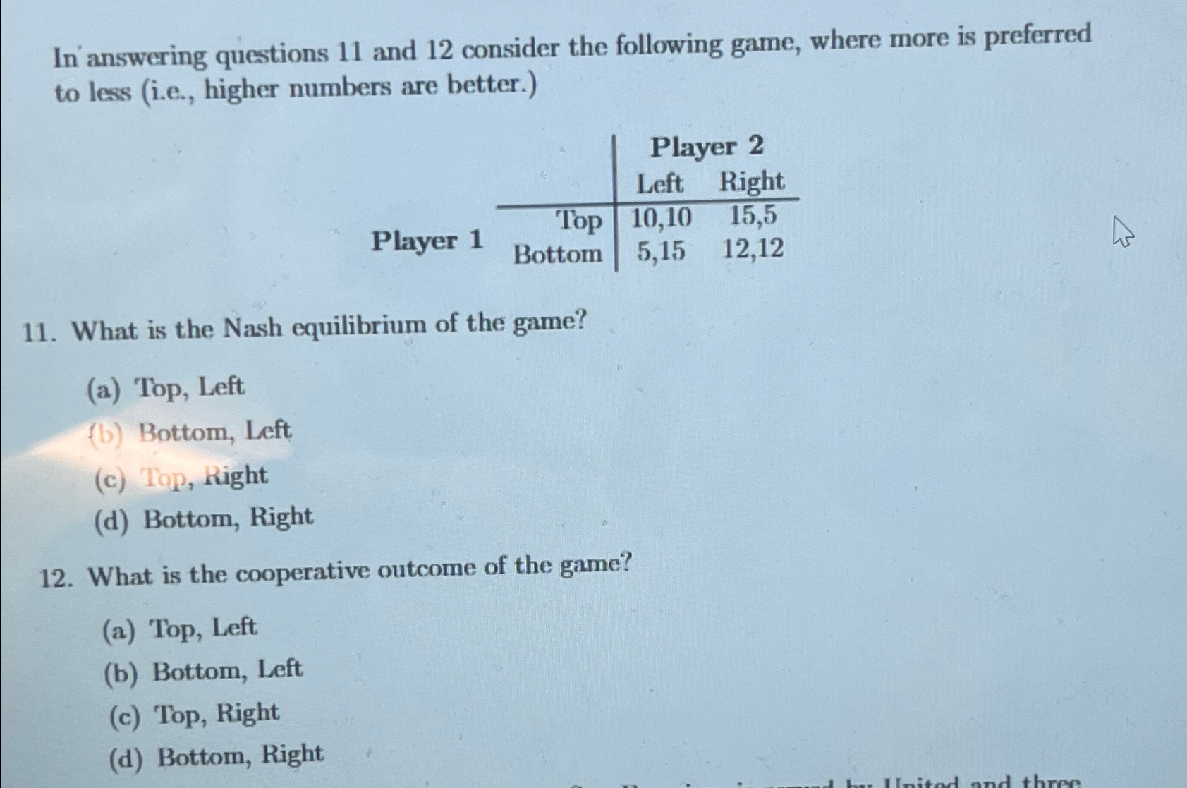 Solved In answering questions 11 ﻿and 12 ﻿consider the | Chegg.com