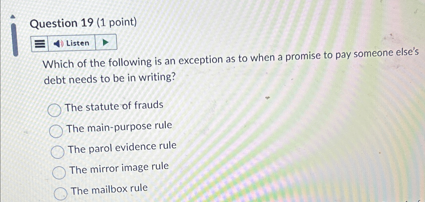 Solved Question 19 (1 ﻿point)Which of the following is an | Chegg.com