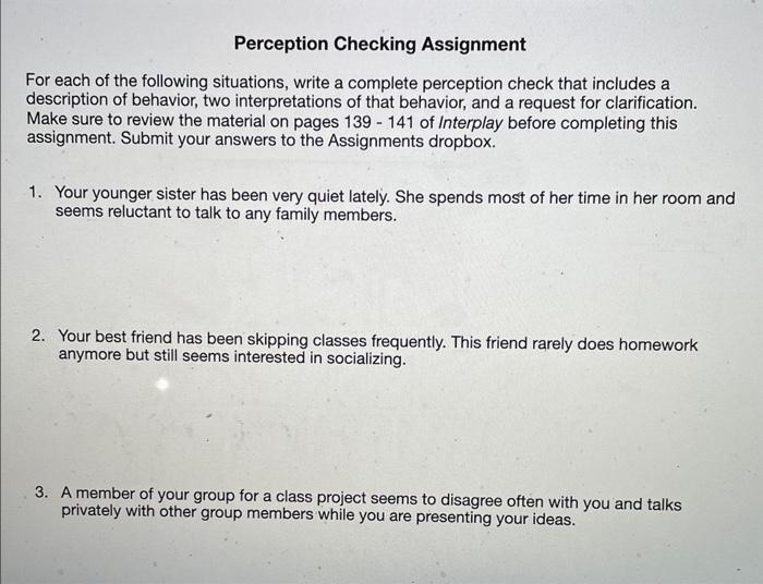 For each of the following situations, write a | Chegg.com