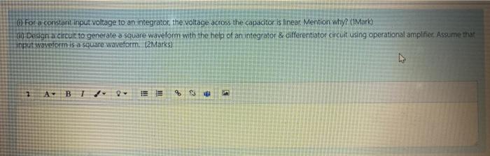 Solved For a constant input voltage to an integrator, the | Chegg.com