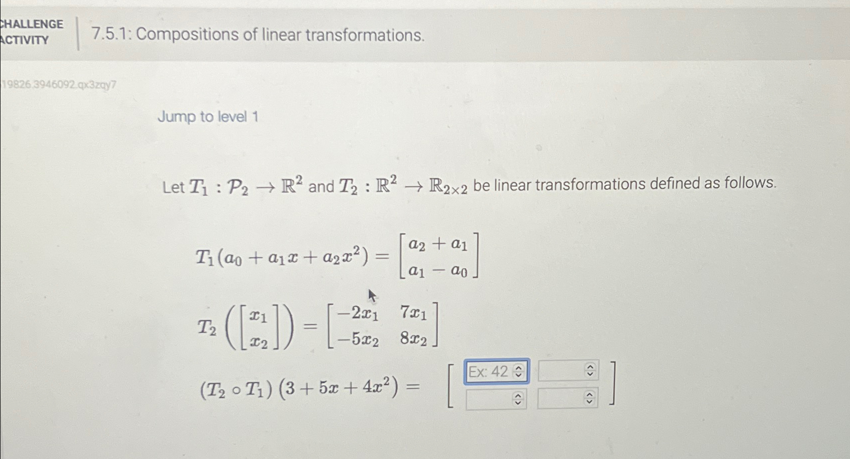 Solved CHALLENGEACTIVITY7.5.1: Compositions of linear | Chegg.com