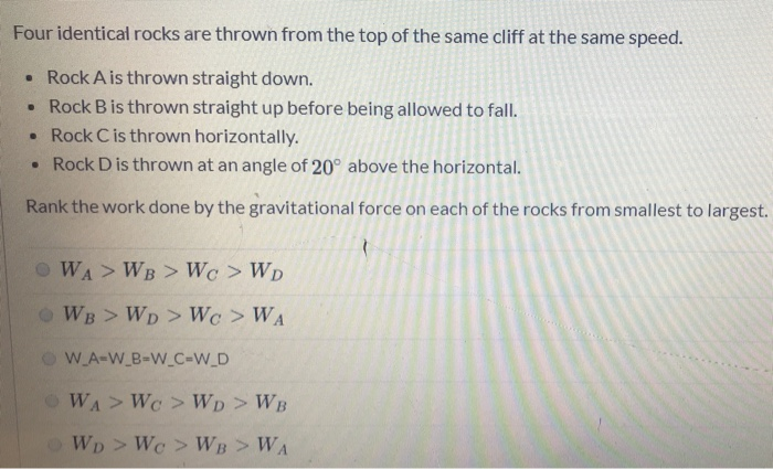 Solved Four identical rocks are thrown from the top of the | Chegg.com