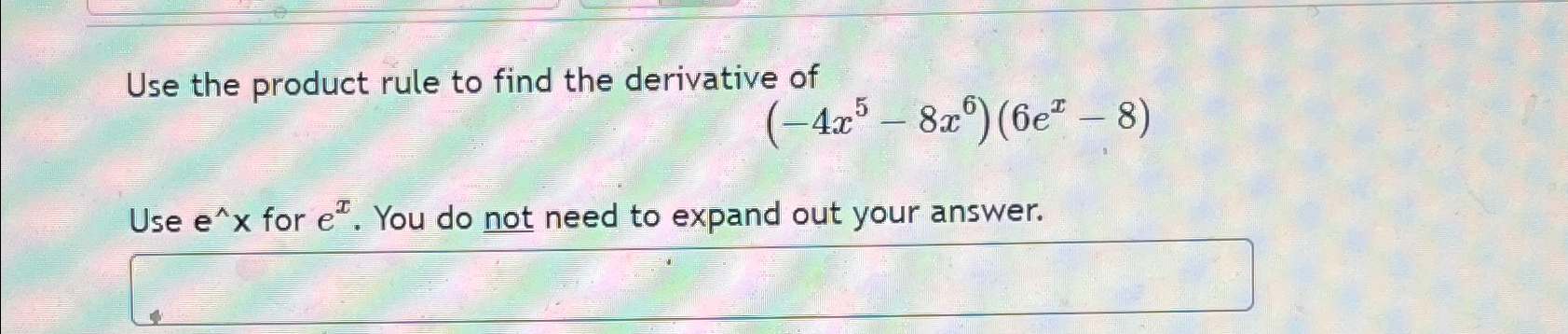 Solved Use the product rule to find the derivative | Chegg.com
