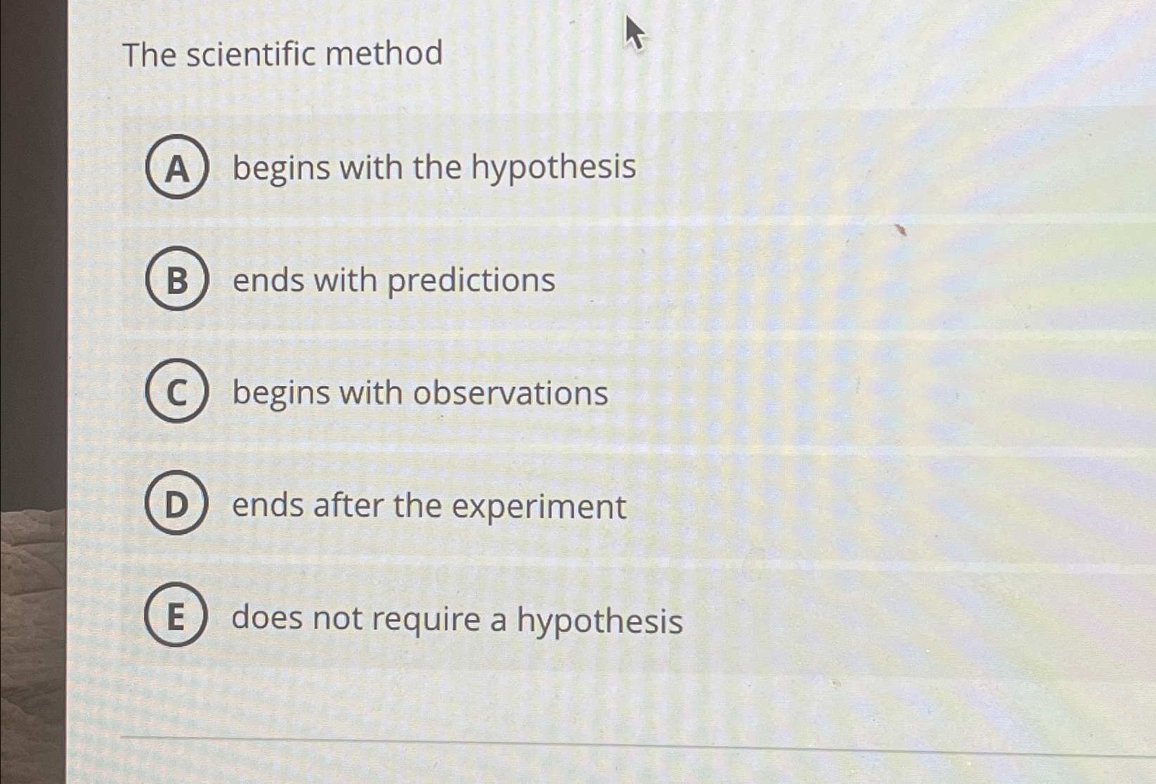 Solved The scientific methodbegins with the hypothesisends | Chegg.com