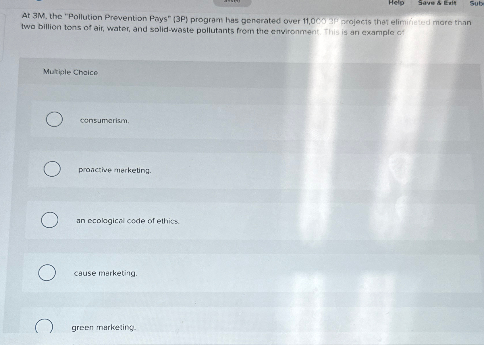 Solved At 3M, ﻿the "Pollution Prevention Pays" (3P) ﻿program | Chegg.com