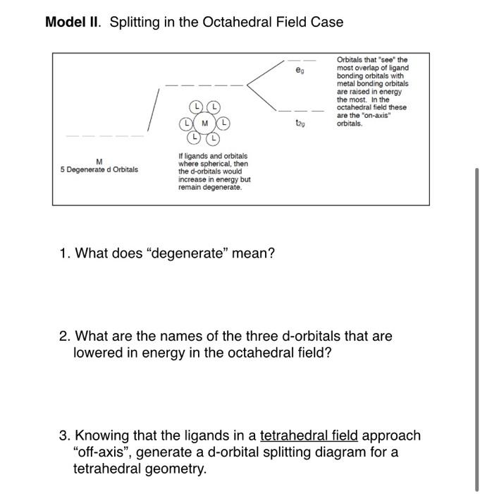 Solved Model II. Splitting in the Octahedral Field Case | Chegg.com