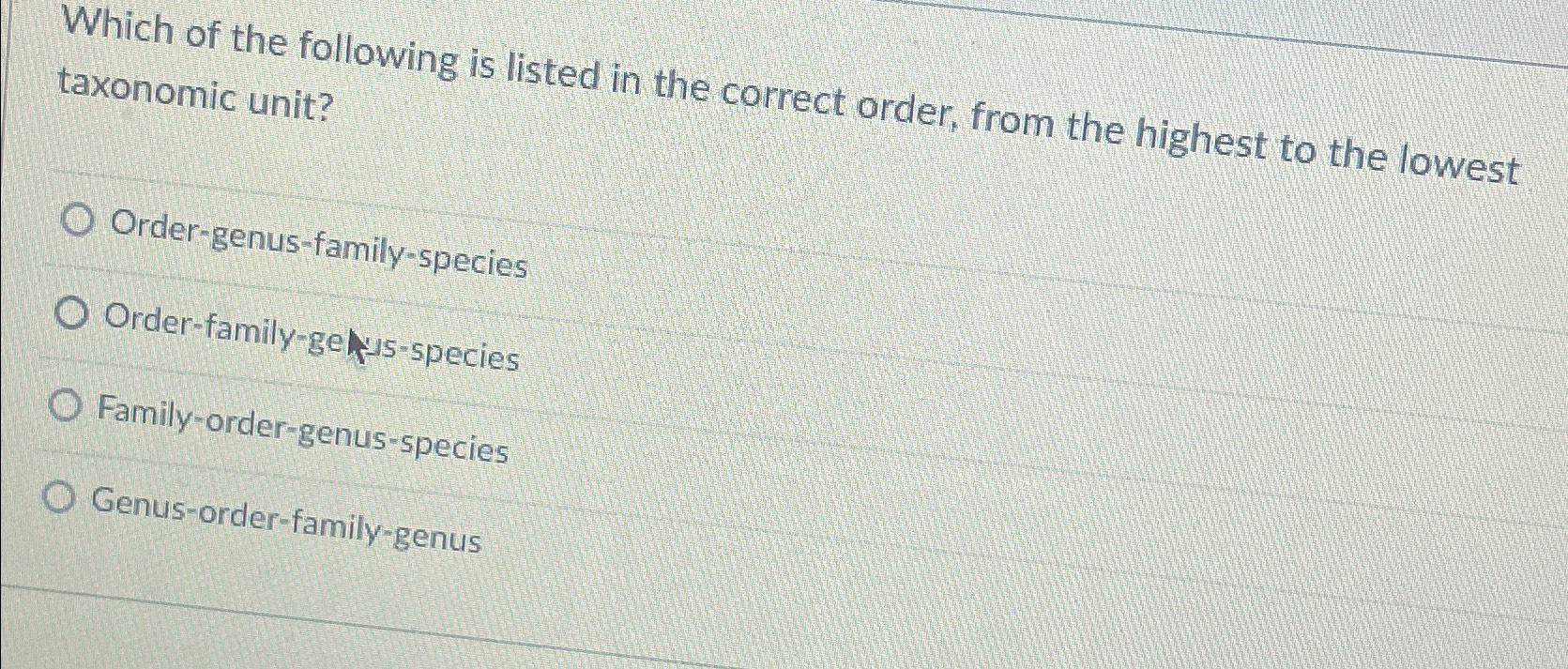 Solved Which of the following is listed in the correct | Chegg.com