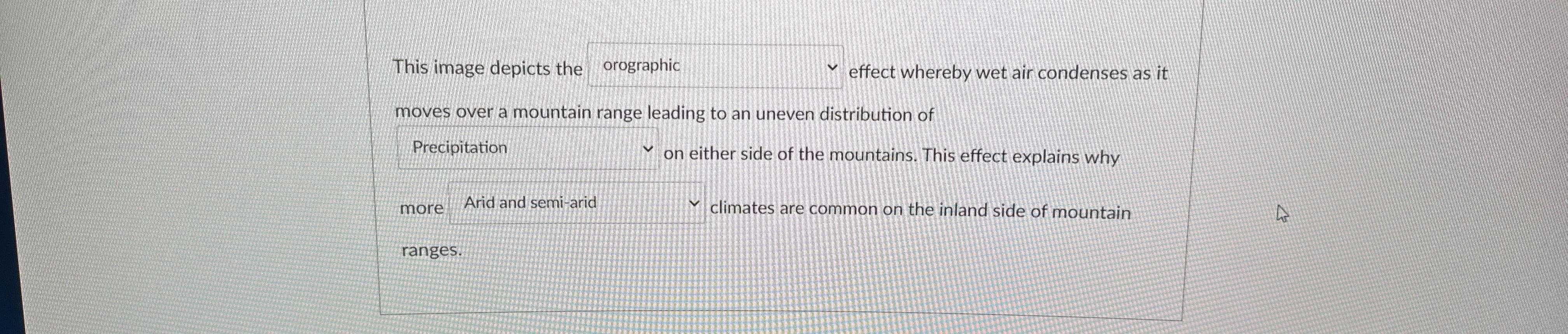 Solved This image depicts the orographic effect whereby wet | Chegg.com
