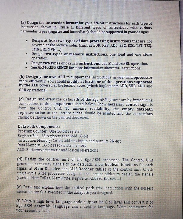 2. Design a simple microprocessor called Ege-ARM | Chegg.com