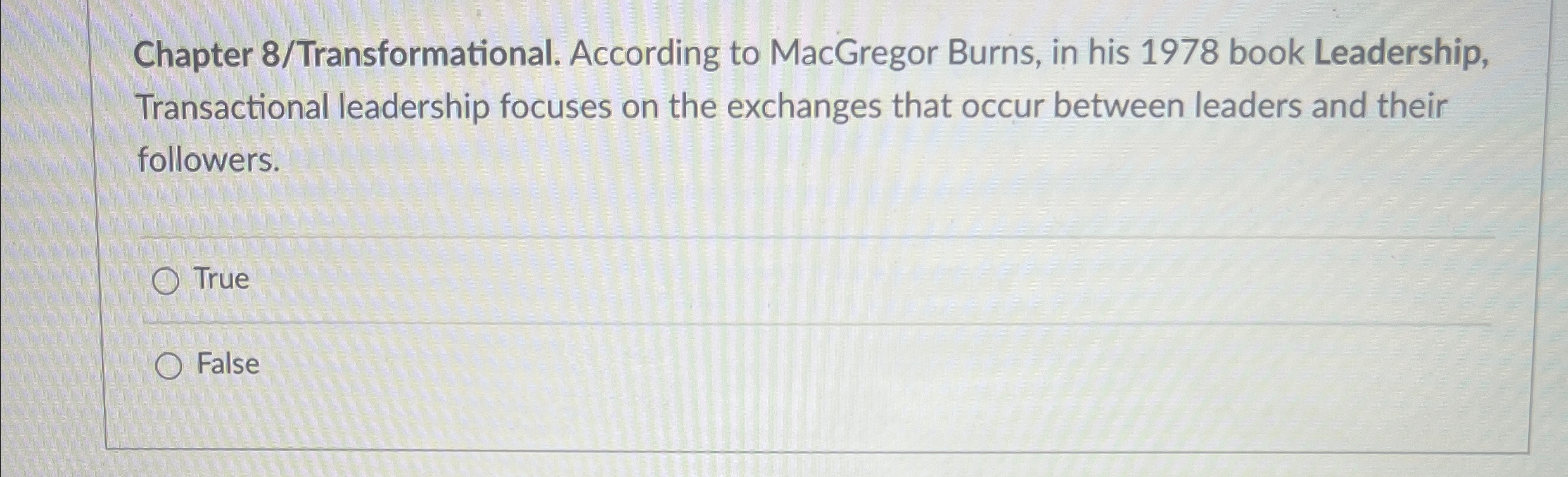 Solved Chapter 8/Transformational. ﻿According to MacGregor | Chegg.com