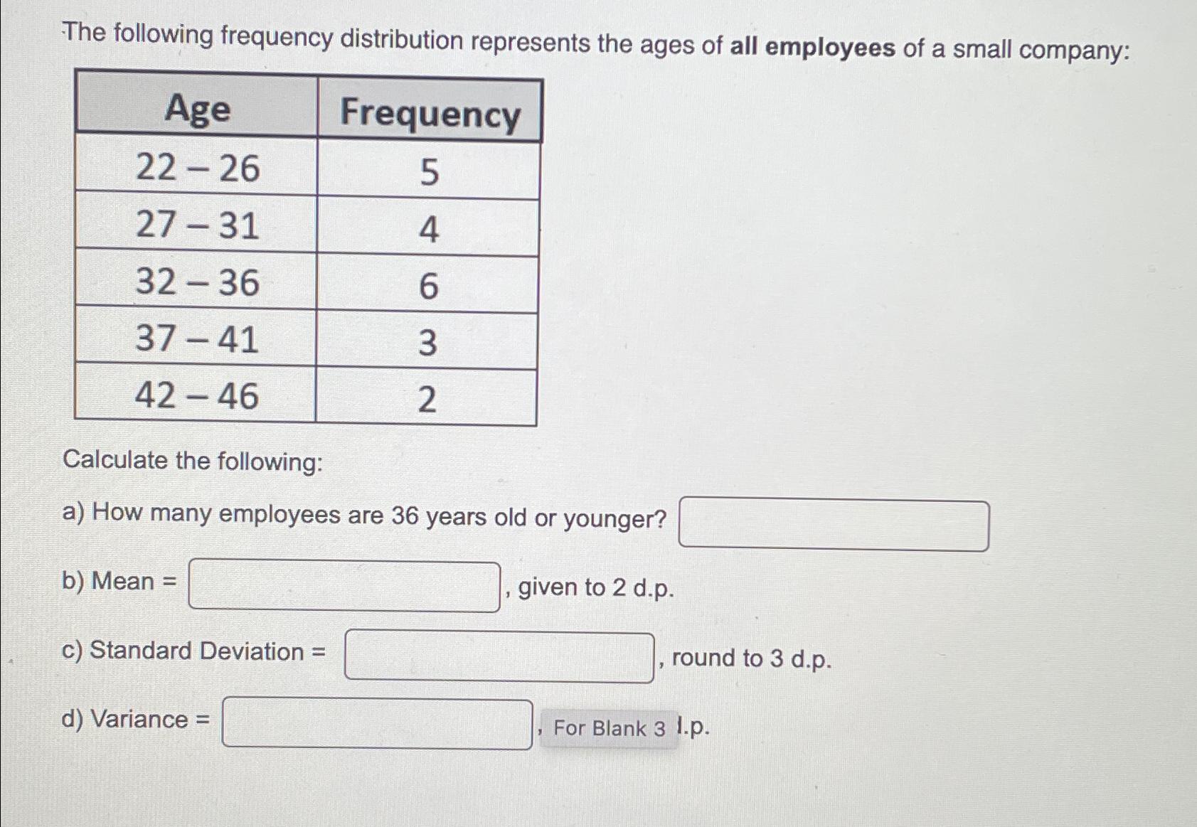 Solved The following frequency distribution represents the | Chegg.com