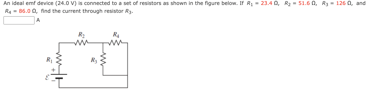 Solved An ideal emf device (24.0V) ﻿is connected to a set of | Chegg.com