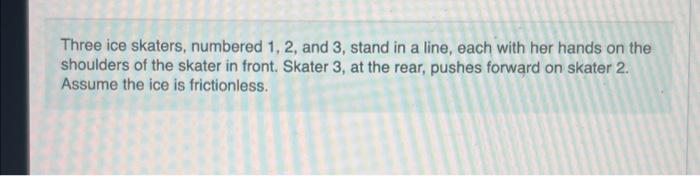 Solved Three ice skaters, numbered 1,2 , and 3 , stand in | Chegg.com
