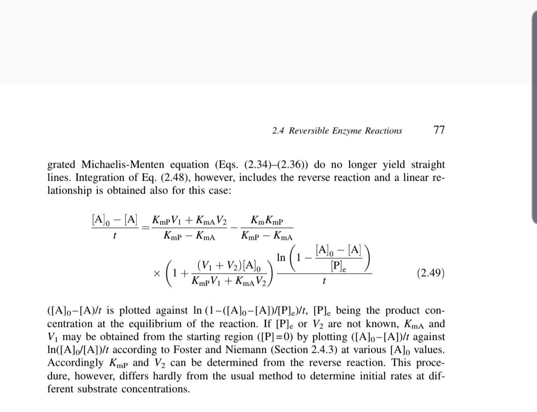 Solved 2.4 Reversible Enzyme Reactions 2.4.1 Rate Equation | Chegg.com