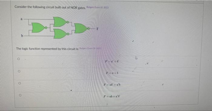 Solved Consider the following circuit built out of NOR | Chegg.com
