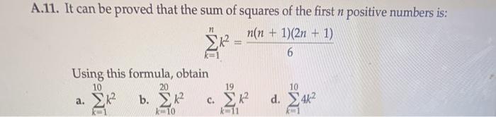 Solved η A.11. It can be proved that the sum of squares of | Chegg.com