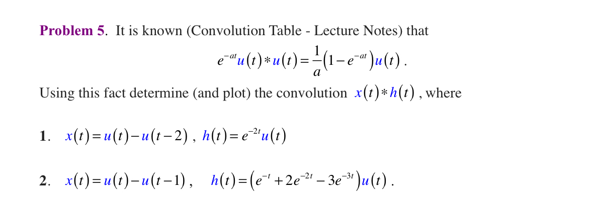 Solved Problem 5. ﻿It is known (Convolution Table - ﻿Lecture | Chegg.com