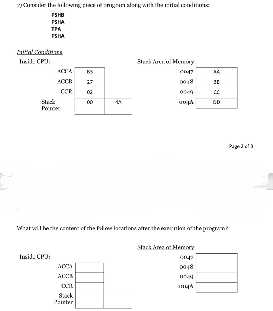 Solved Consider the following piece of program along with | Chegg.com