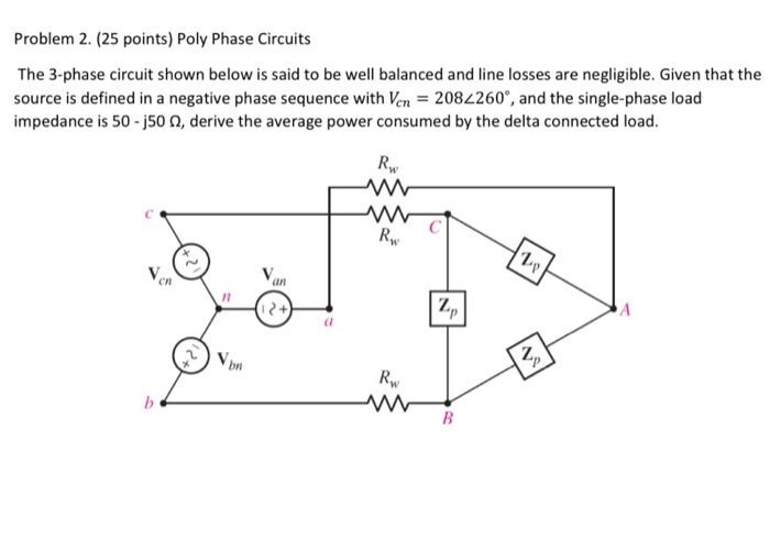 Solved Problem 2. (25 points) Poly Phase Circuits The | Chegg.com