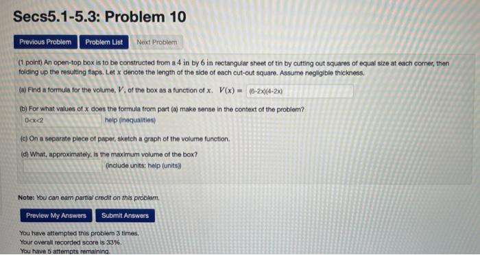 Solved Secs5.1-5.3: Problem 10 Previous Problem Probler List | Chegg.com