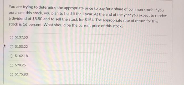 Solved You are trying to determine the appropriate price to | Chegg.com