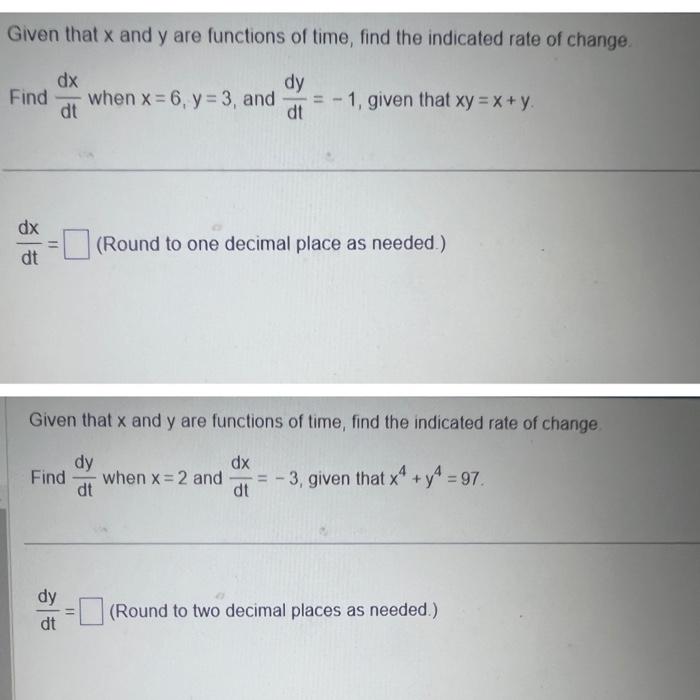 Solved Assume x and y are functions of t. Evaluate dtdy for | Chegg.com