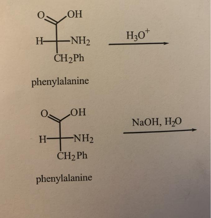 Solved ОН H-NH2 H30+ CH2Ph phenylalanine LOH NaOH, HẠO 7 H- | Chegg.com