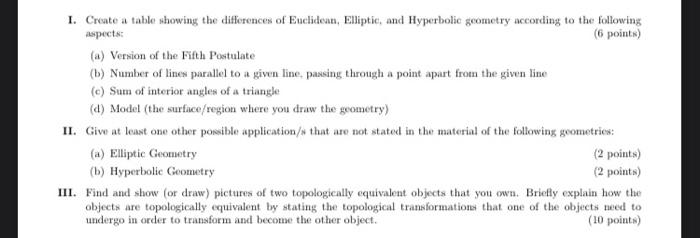 Solved 1. Create a table showing the differences of | Chegg.com