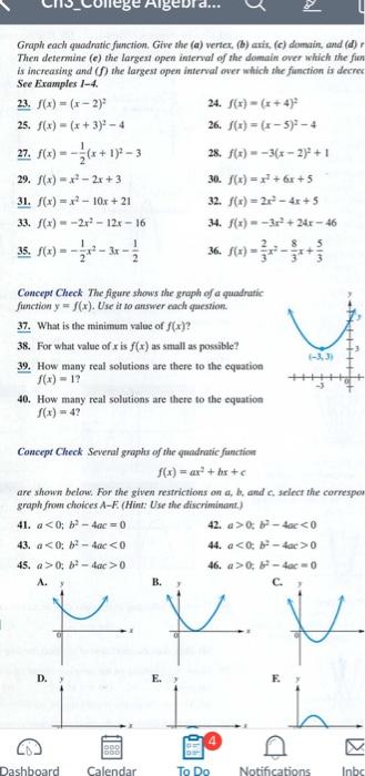 Solved Graph each quadratic function, Give the (a) vertex, | Chegg.com