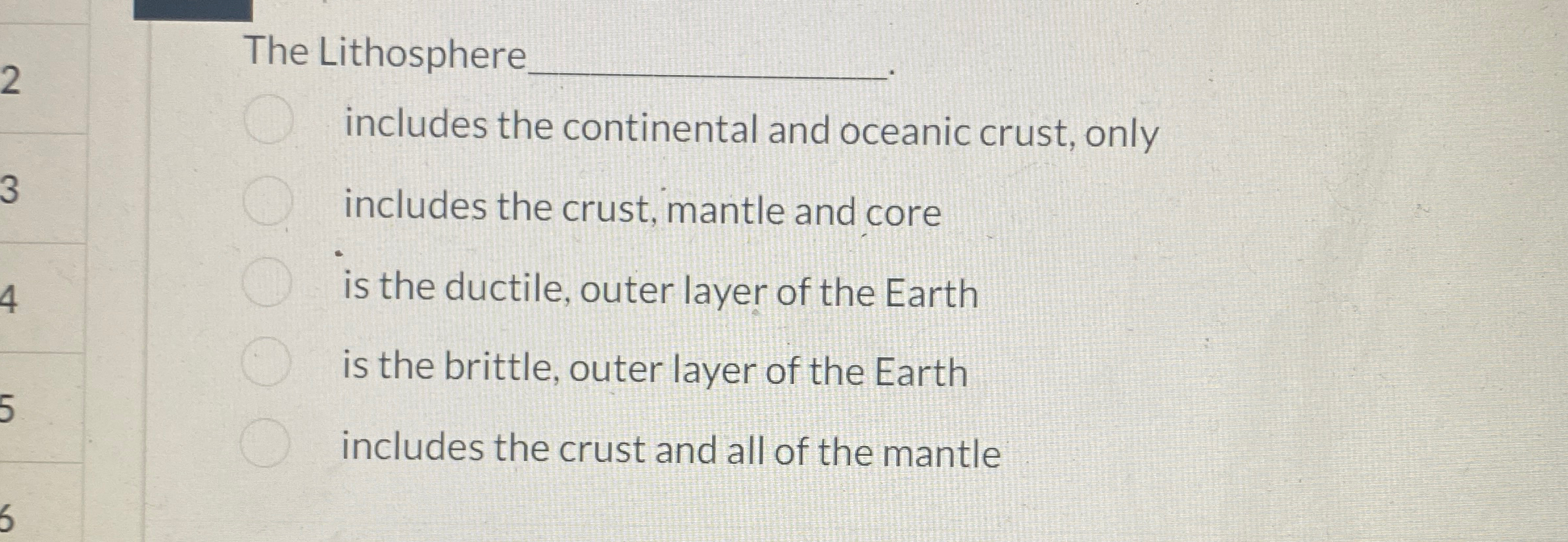 Solved The Lithosphere q,includes the continental and | Chegg.com