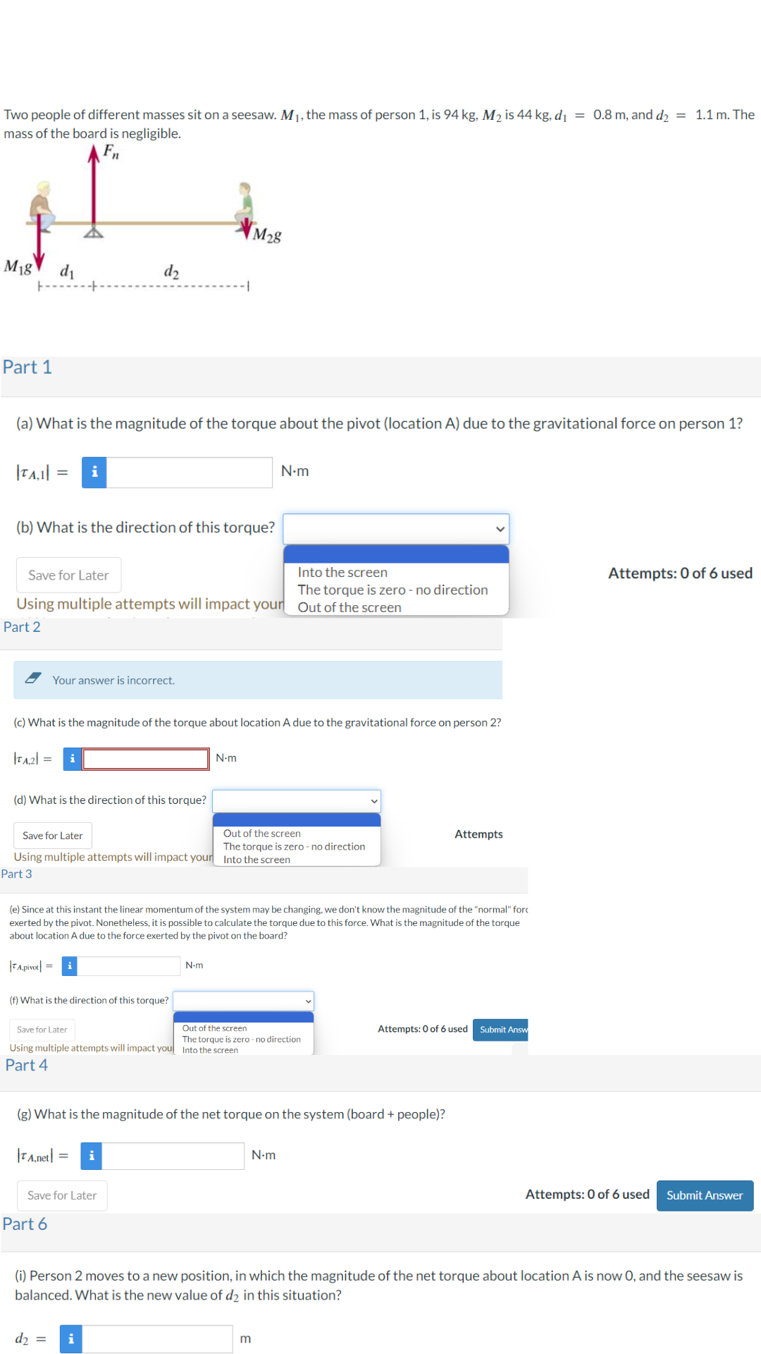 Solved Two people of different masses sit on a seesaw. M1, | Chegg.com