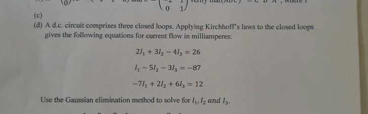 Solved (d) A d.c. circuit comprises three closed loops. | Chegg.com