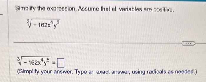 Solved Simplify the expression. Assume that all variables | Chegg.com