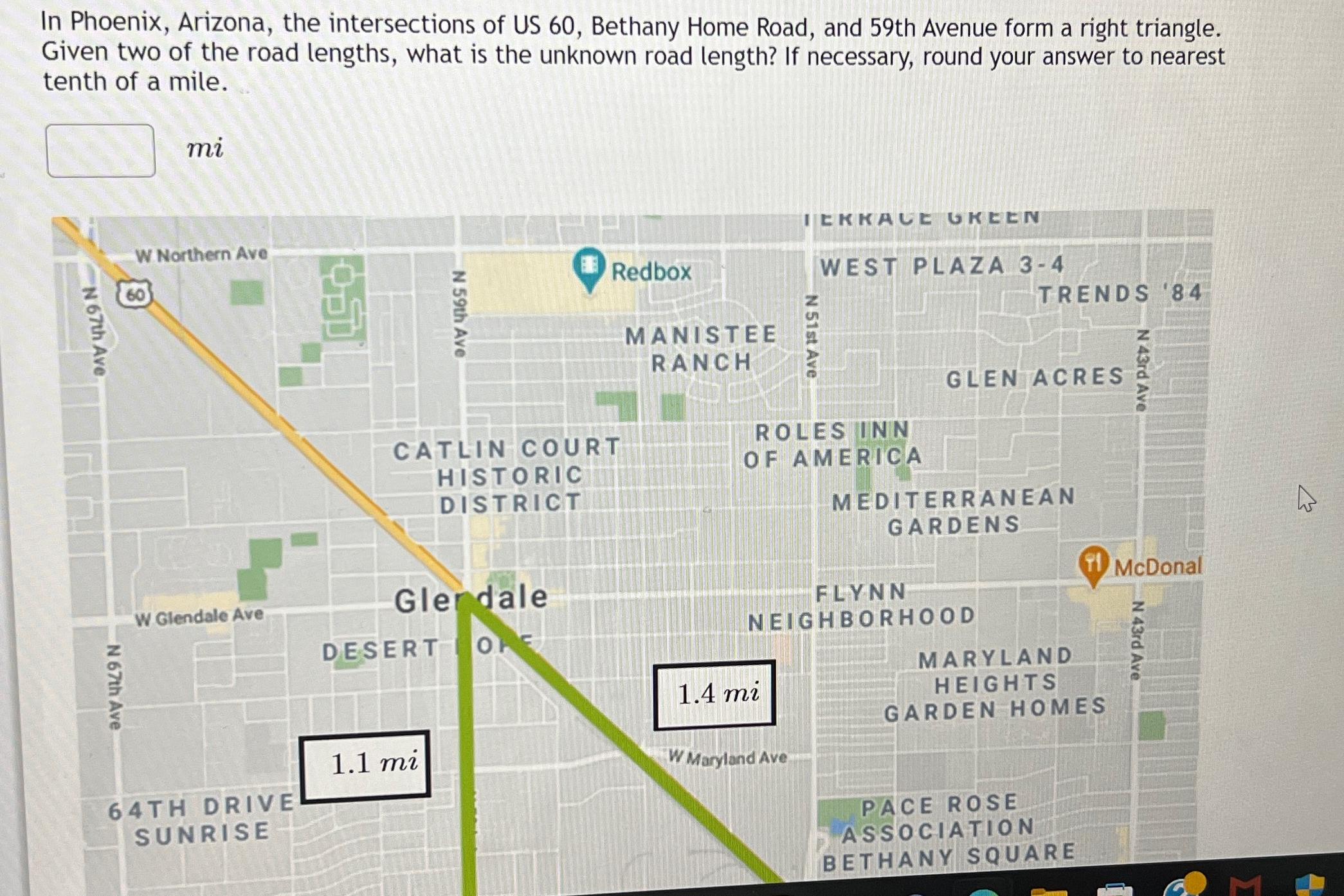 Solved In Phoenix, Arizona, the intersections of US 60, | Chegg.com