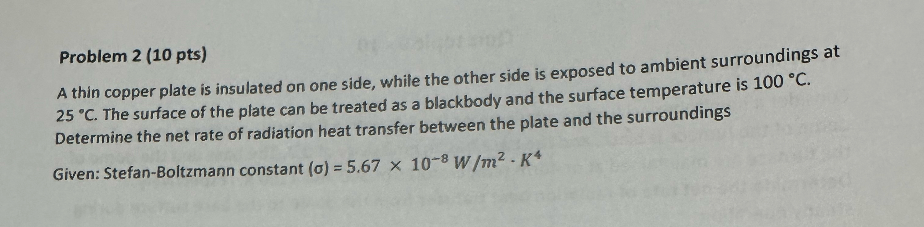 Solved Problem 2 (10 ﻿pts)A thin copper plate is insulated | Chegg.com