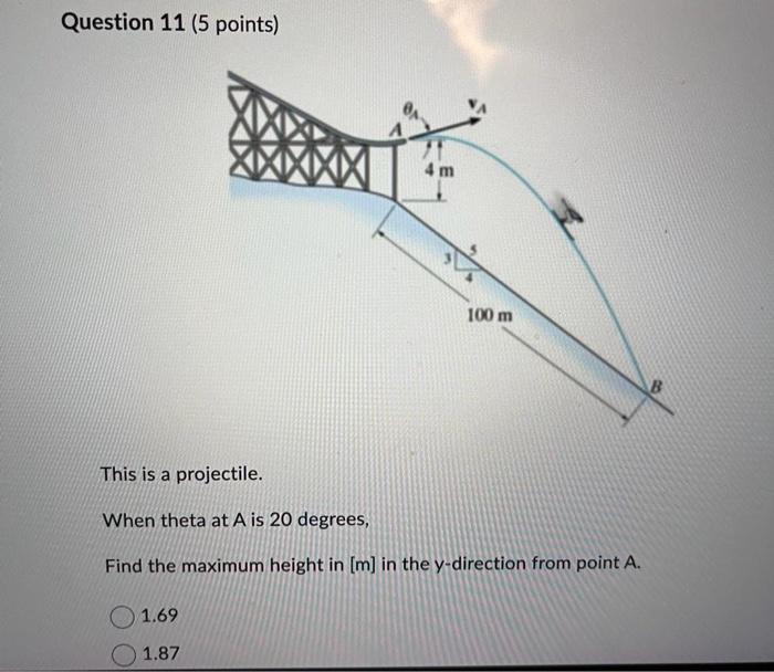 Solved Question 11 (5 points) This is a projectile. When | Chegg.com