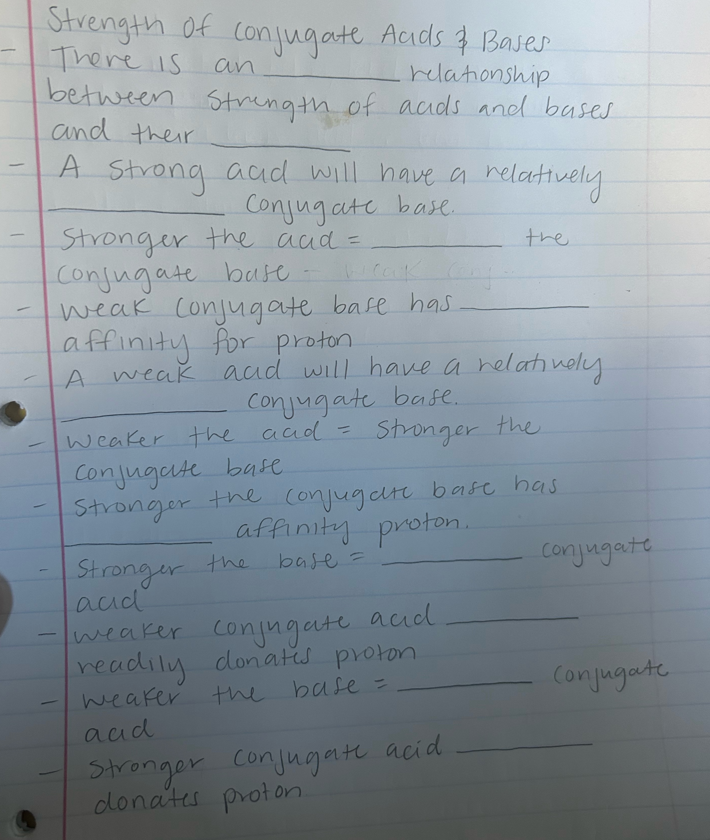 Solved Strength of conjugate Acids $ Bases There is an q, | Chegg.com