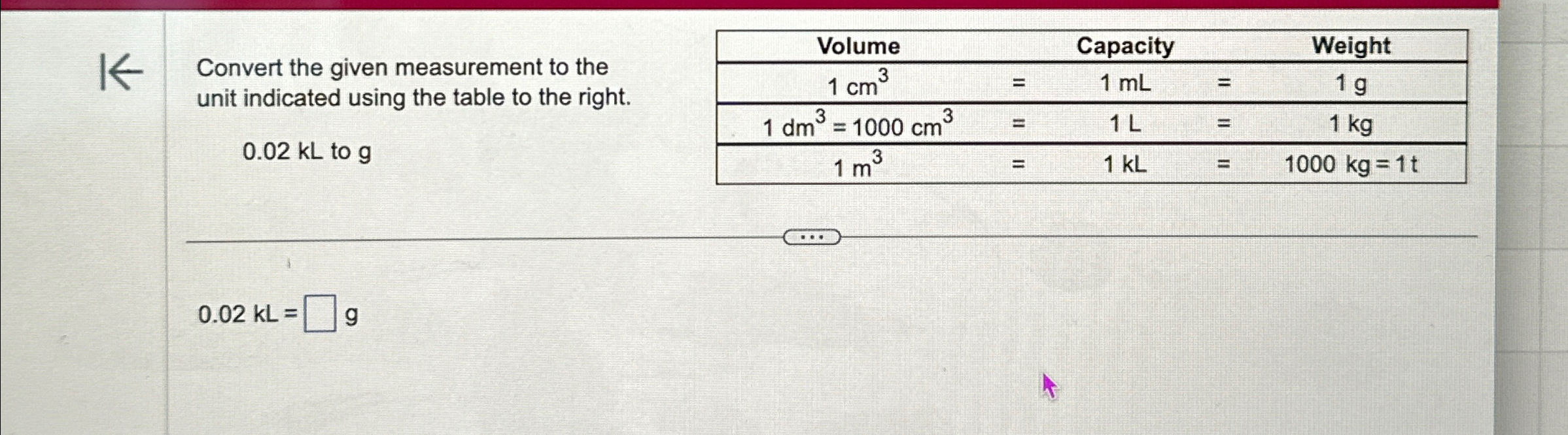 Solved Convert the given measurement to the unit indicated | Chegg.com