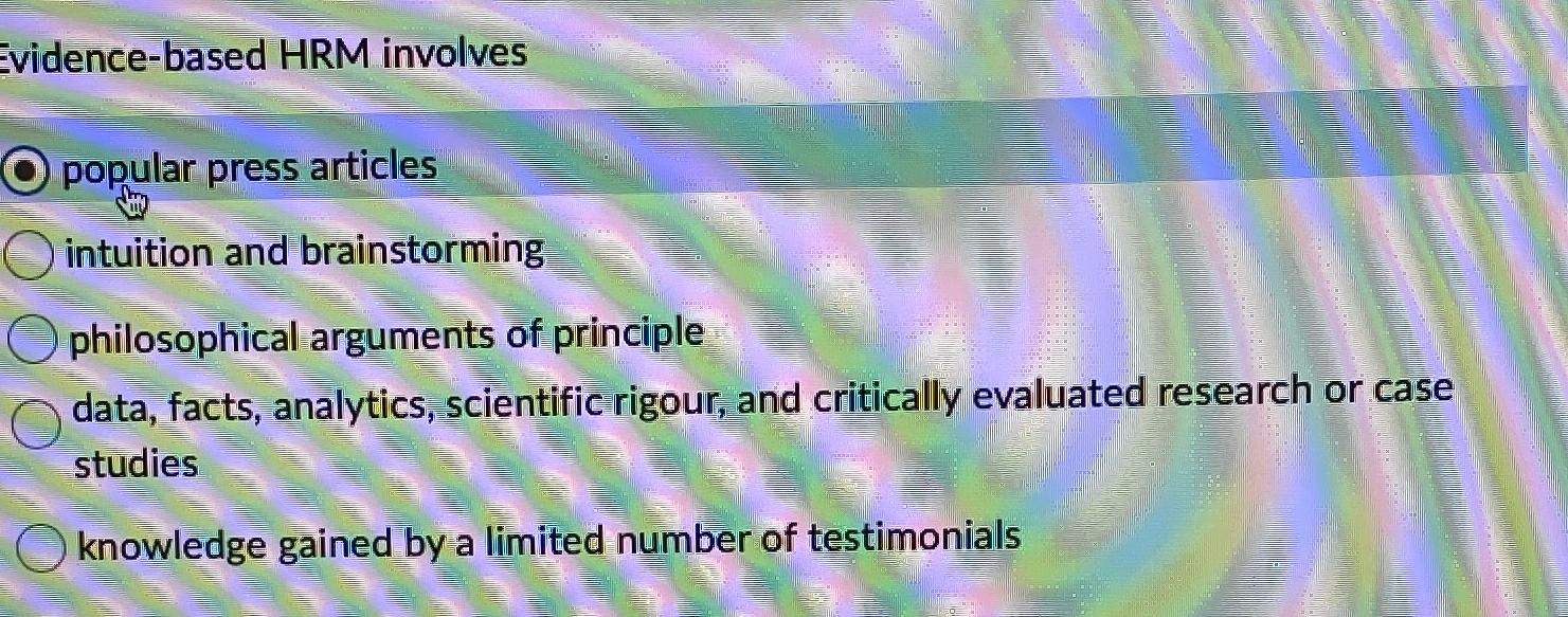 Solved Evidence-based HRM involvespopular press | Chegg.com