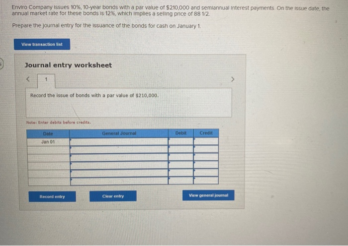 Solved Enviro Company issues 10%, 10-year bonds with a par | Chegg.com