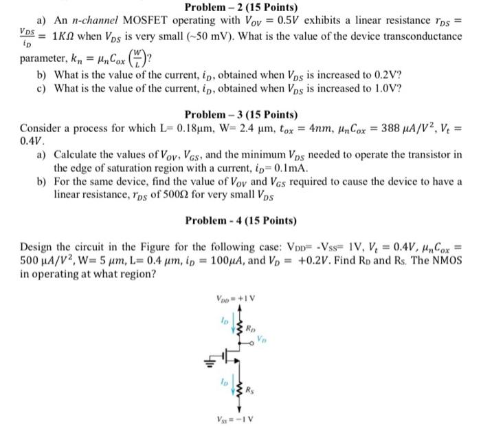 Solved Problem - 2 (15 Points) a) An n-channel MOSFET | Chegg.com