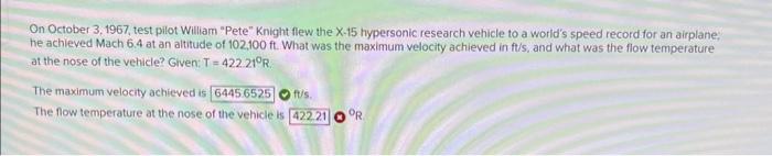 Solved On October 3, 1967, test pilot William "Pete" Knight | Chegg.com
