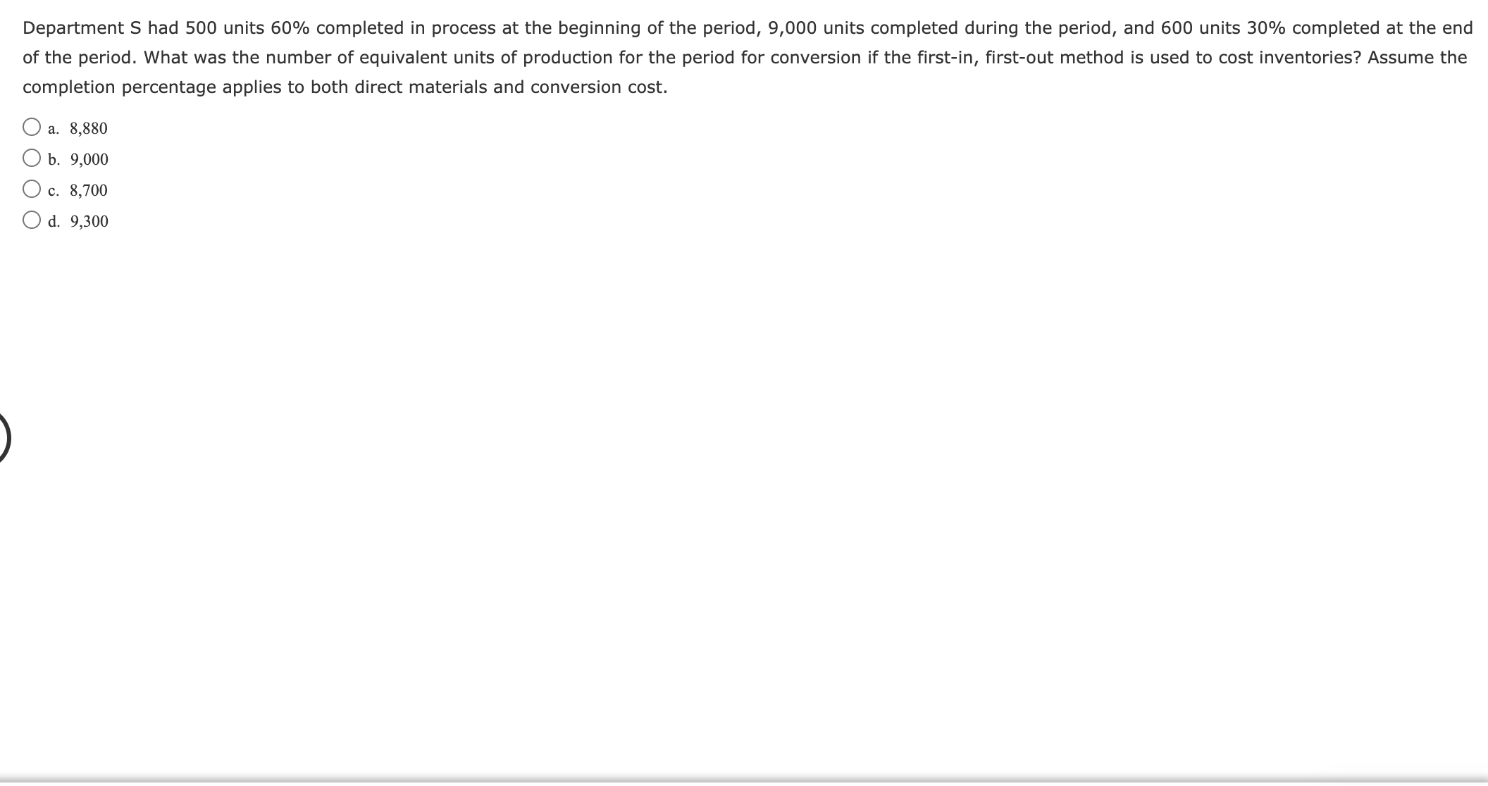 Solved Department S had 500 ﻿units 60% ﻿completed in process | Chegg.com