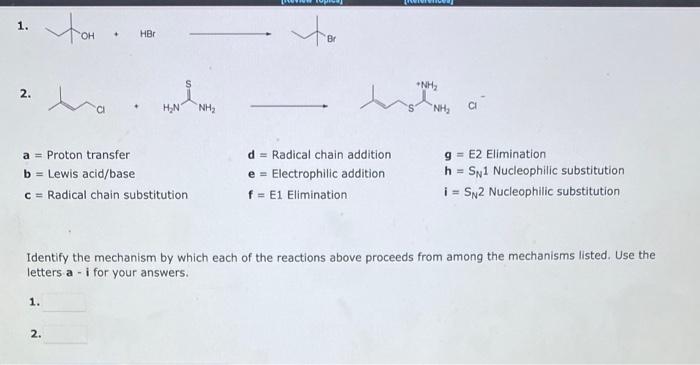 Solved 2. 10 a= Proton transfer b= Lewis acid/base c= | Chegg.com
