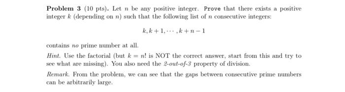 Solved Problem 3 (10 pts). Let n be any positive integer. | Chegg.com