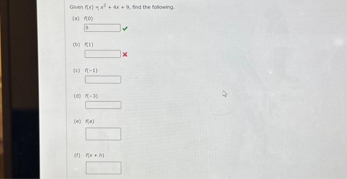 Solved f(x)=x2+4x+9 | Chegg.com