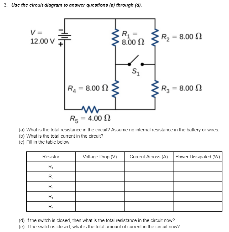 Solved Use the circuit diagram to answer questions (a) | Chegg.com