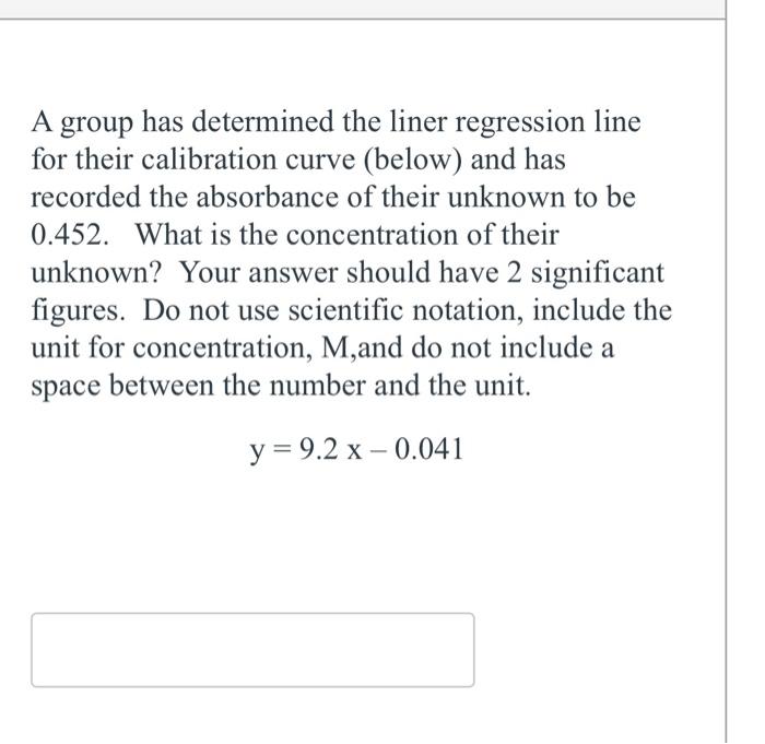 Solved A group has determined the liner regression line for | Chegg.com