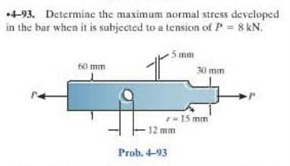 Solved Determine the maximum normal stress developed in the | Chegg.com